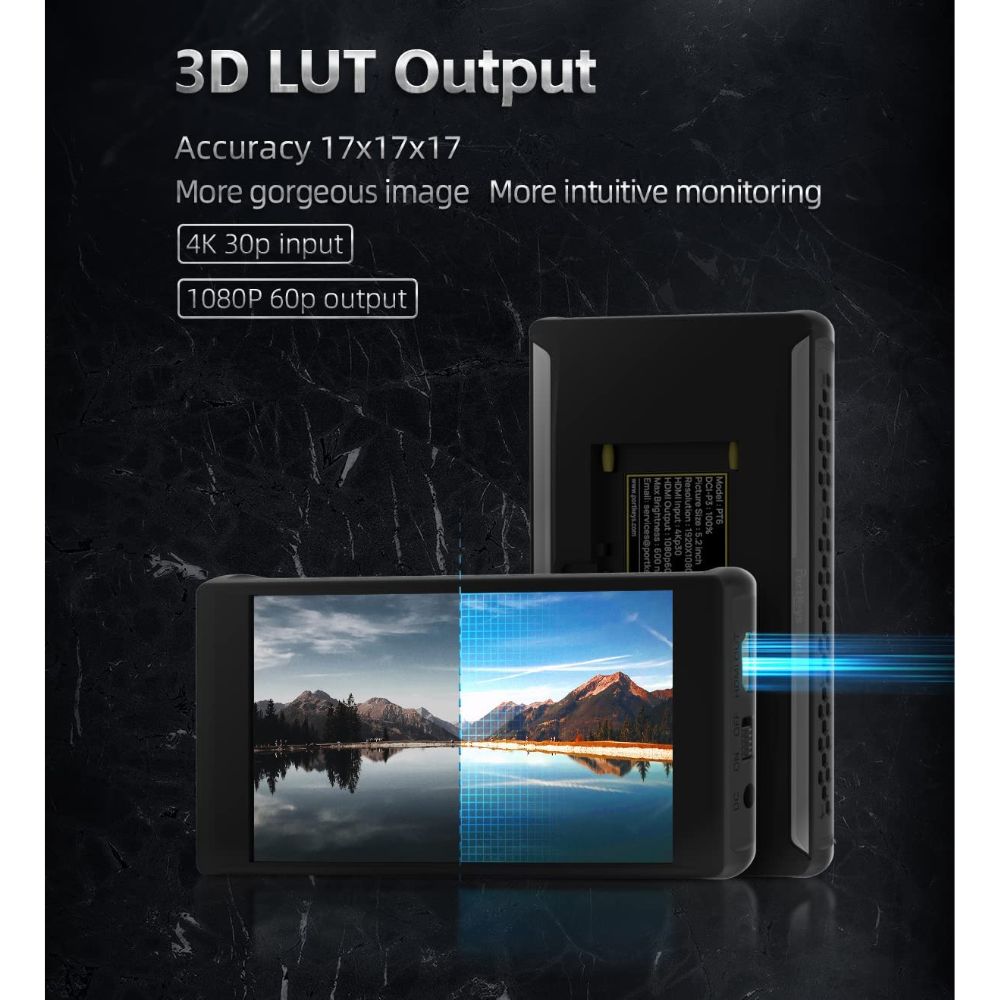 Portkeys PT6 Touchscreen Camera Field Monitor (5.2 Inch) Wide Color Ga ...